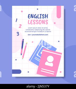 English Class Template Background Hand Drawn Cartoon Flat Illustration ...