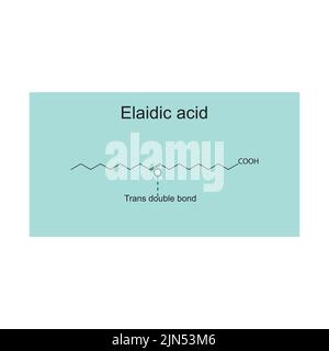 Elaidic acid (18 carbon fatty acid) chemical structure on white ...