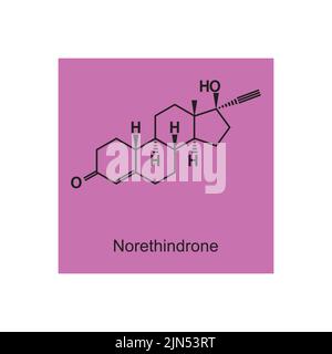 Norethindrone hormone molecular structure on white background. Vector ...