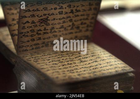 Cuneiform written on tree bark at the National Library in Jakarta ...