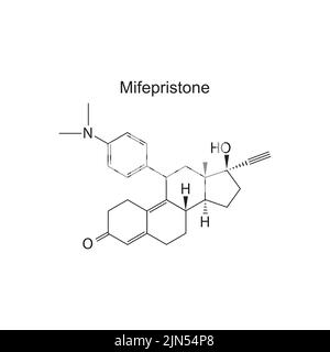 Mifepristone hormone molecular structure on purple background. Vector ...