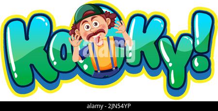 Kooky text word banner comic style with cartoon character expression ...