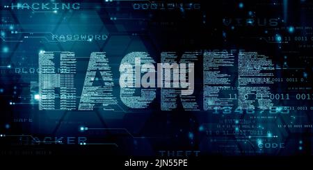 2d illustration Cyber crime and internet privacy hacking. Network ...