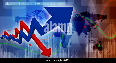 3d illustration inflation and deflation graph Stock Photo - Alamy