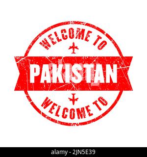 Welcome to Pakistan stamp. Pakistan round sign isolated on white ...