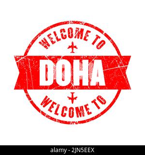 Welcome to Doha stamp. Doha round sign isolated on white background ...