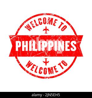 Welcome to Philippines stamp. Philippines round sign isolated on white ...