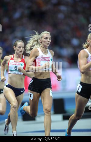 Ivona Dadic participating in the 800 meters in the Heptathlon at the ...