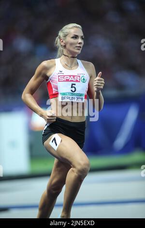Ivona Dadic participating in the 800 meters in the Heptathlon at the ...