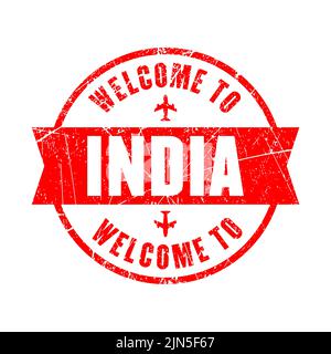 Welcome to India stamp. India round sign isolated on white background ...