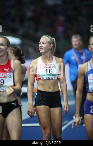 Sarah Lagger participating in the 800 meters in the Heptathlon at the ...