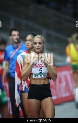 Ivona Dadic participating in the 800 meters in the Heptathlon at the ...