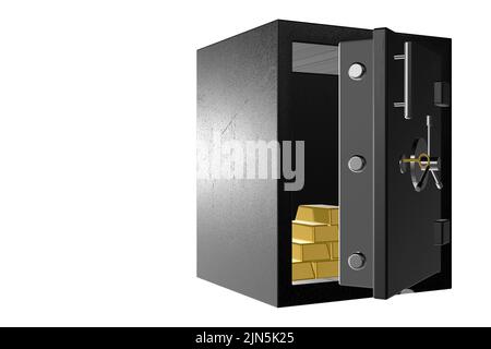 safe with door open safe with gold bars gold bullion inside open safe ...