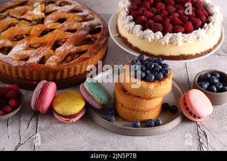 assorted fresh dessert pastries pie cake Stock Photo - Alamy