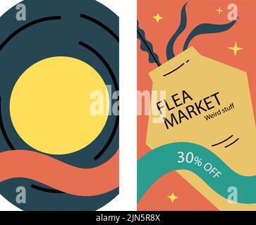 Flat flea market shopping vertical poster template Vector illustration ...
