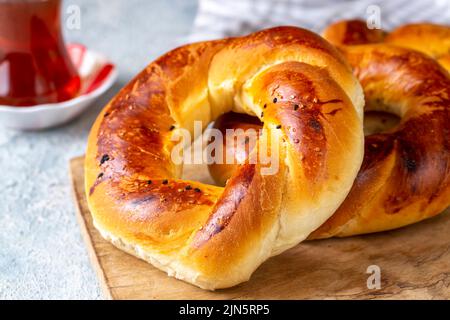Fresh Turkish acma on the cutting board Stock Photo - Alamy