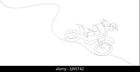 Continuous line drawing of motocross competition. One line motor racing ...