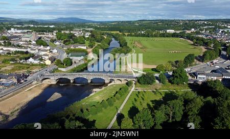 An aerial view of the town of Mallow, County Cork, Ireland, July 2022 ...