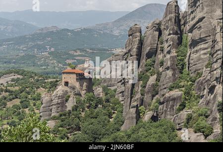 Landscaped panorama view of Meteora mountains in Greece Stock Photo - Alamy