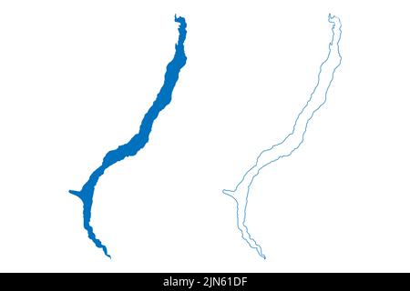 Lake Adams (Canada, North America) map vector illustration, scribble ...