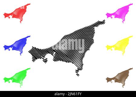 Wolin island (Baltic Sea, Republic of Poland) map vector illustration ...