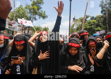 Bangladeshi Shiite Muslim girls takes part in a self-flagellation ...