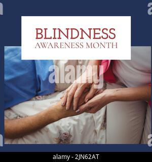 Composition of blindness awareness month text over holding hands Stock ...