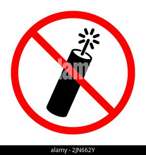 Dynamite prohibition sign. Firecrackers ban signs set. No explosion ...