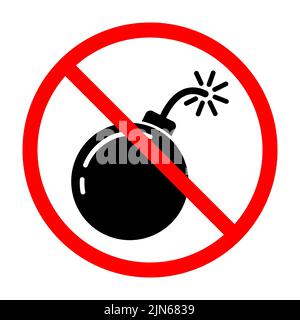 Exploding bombs prohibition sign. Bombs ban signs set. No explosion ...