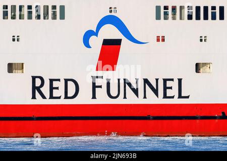 The Red Funnel ferries logo on the Isle of Wight ferry Red Eagle ...