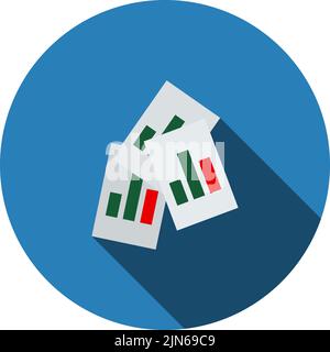 Analytics Sheets Icon. Flat Circle Stencil Design With Long Shadow ...