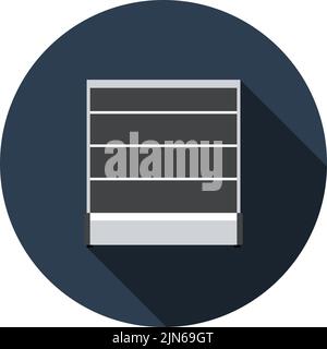 Supermarket Showcase Icon. Flat Circle Stencil Design With Long Shadow ...