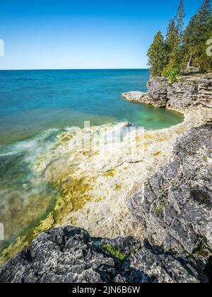 Cave Point County Park on Lake Michigan in Door County Wisconsin Stock ...