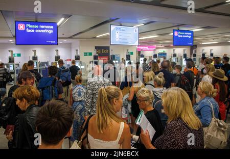 Passengers queuing at the Automated border control systems (ABC) or ...