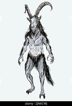 The Goat Man illustration cryptid monster Stock Photo - Alamy