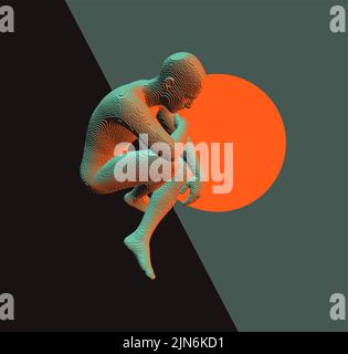 AI in Psychology concept. Digital interface for cognitive behavioral therapy with human and ...