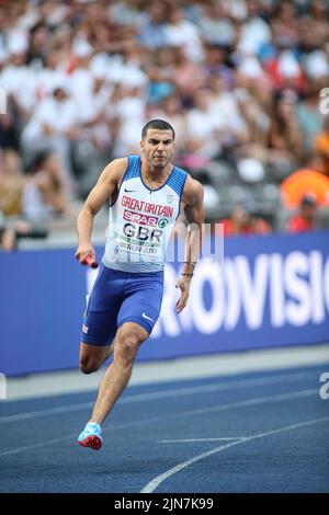 Adam Gemili participating in the 4x100 meter relay at the European ...