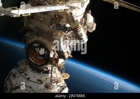 Earth Atmosphere. 21st July, 2022. Spacewalker Samantha Cristoforetti of ESA (European Space ...