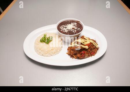 Authentic and traditional Venezuelan cuisine known as chicken pabellon ...