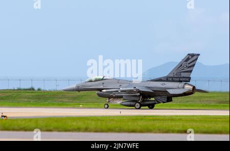 Lt. Gen. Scott Pleus, 7th Air Force commander, prepares for a live ...