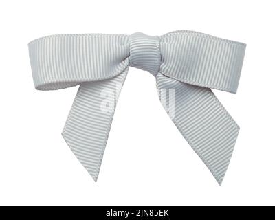 Grey ribbon bow on a white background Stock Photo - Alamy