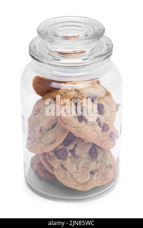 View of glass jar with cookies on cloth on wooden table, on black ...