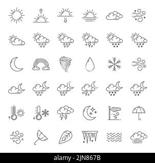Meteorology and climate forecast pictograms vector illustration ...