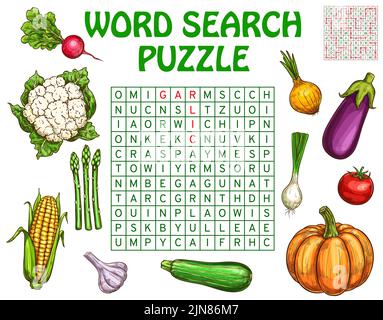 Raw sketch vegetables. Crossword grid worksheet. Find a word quiz game ...