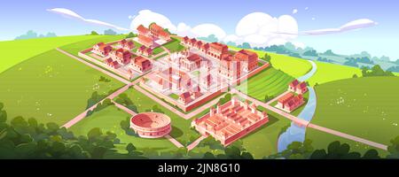 Rome isometric landscape with antique city building on hill vector ...