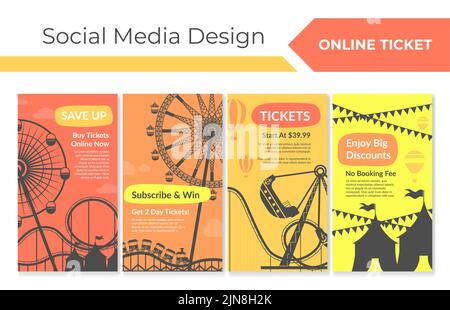 Amusement park deal at social media design set Stock Vector Image & Art ...