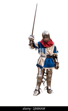 Medieval woman warrior ready for fight with white background Stock ...