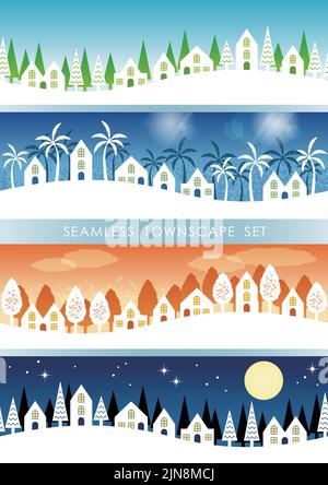 Simple horizontal townscape vector banner illustration Stock Vector ...