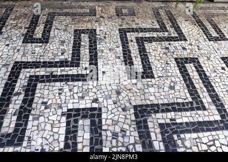 A Portuguese pavement sidewalk in Paulista Avenue, Sao Paulo, Brazil ...