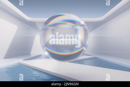 Empty room with water inside, 3d rendering. Computer digital drawing ...